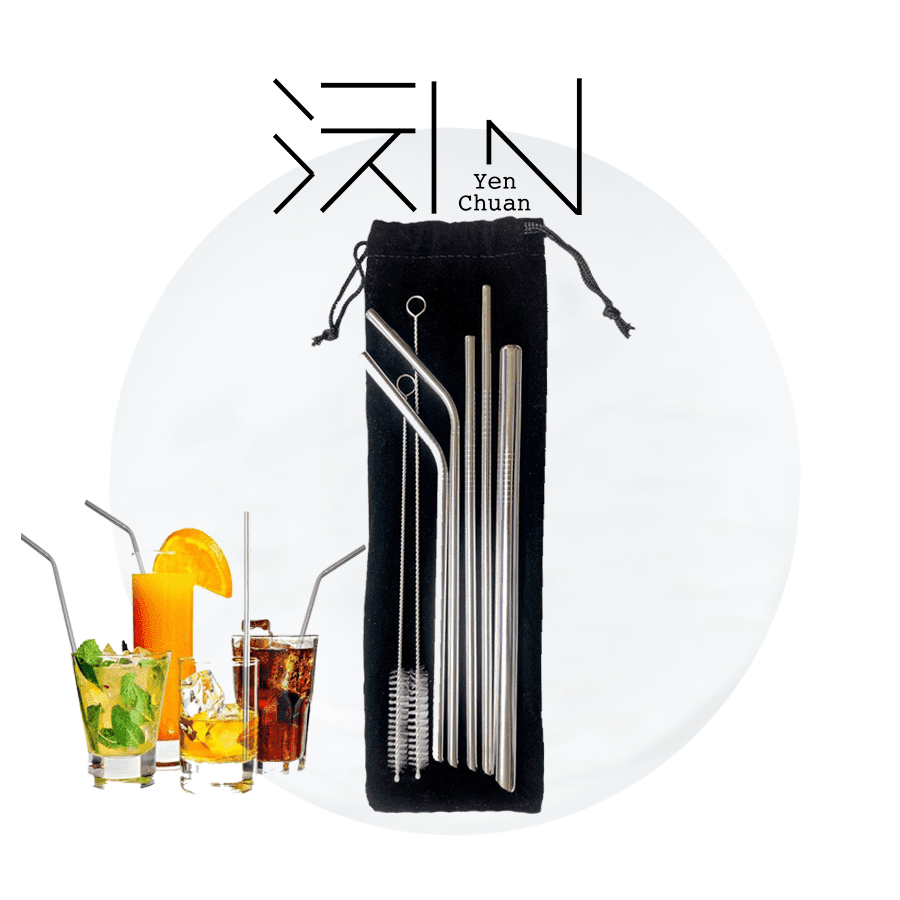 Stainless steel straws set (5+2) - Direct Supplier for Bubble Tea ...